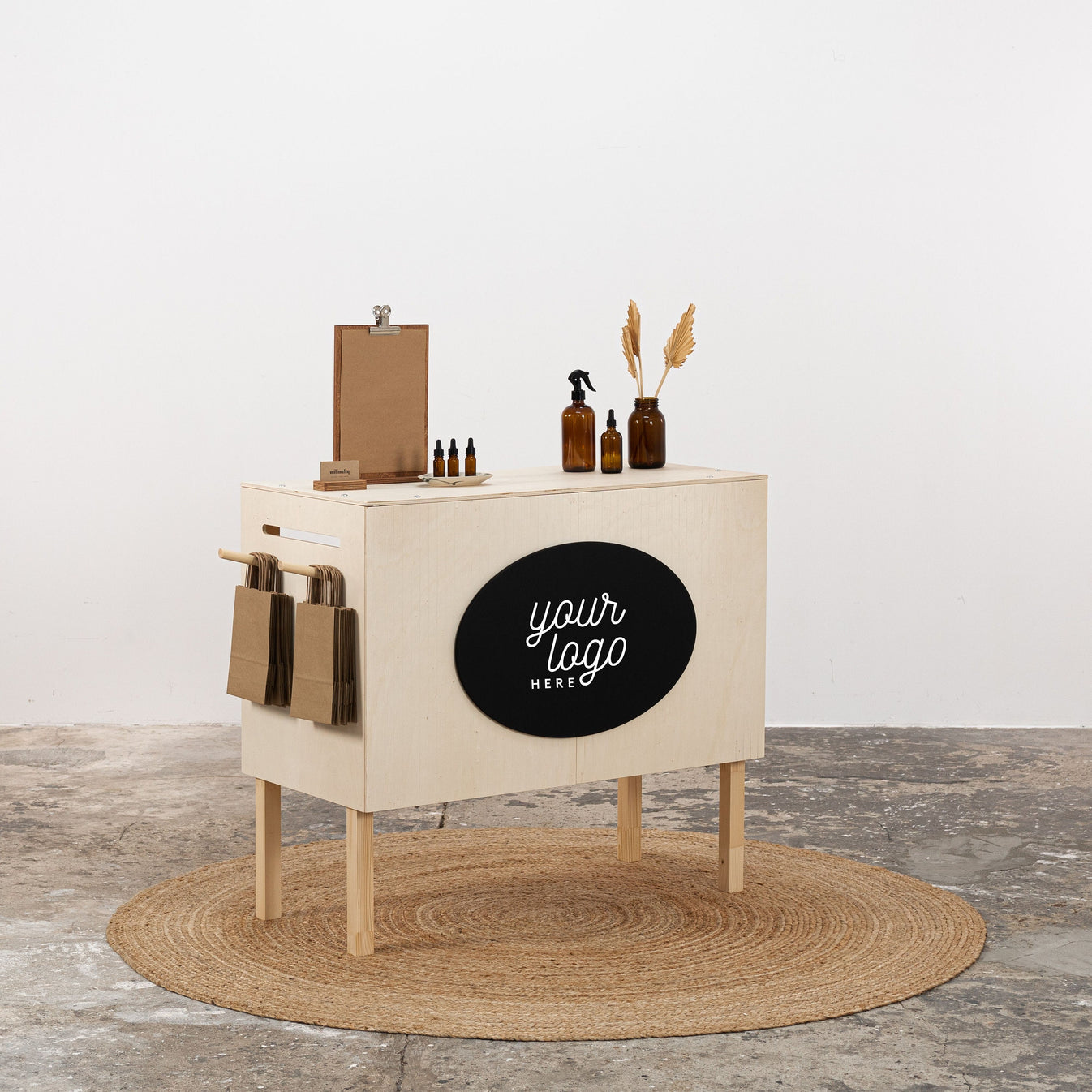 Compact Wooden Checkout Counter – Collapsible, Portable & Customizable ...