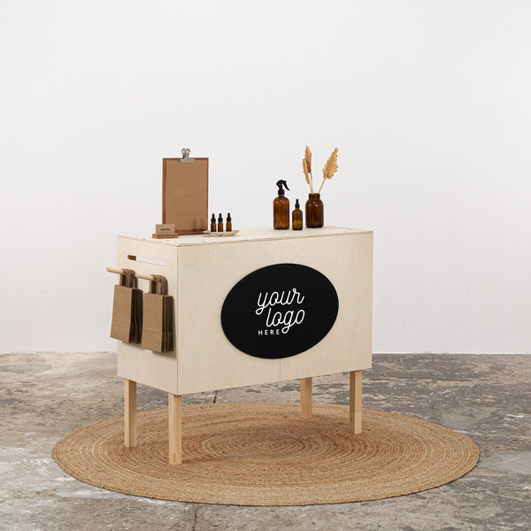 Compact Wooden Checkout Counter – Collapsible, Portable & Customizable ...