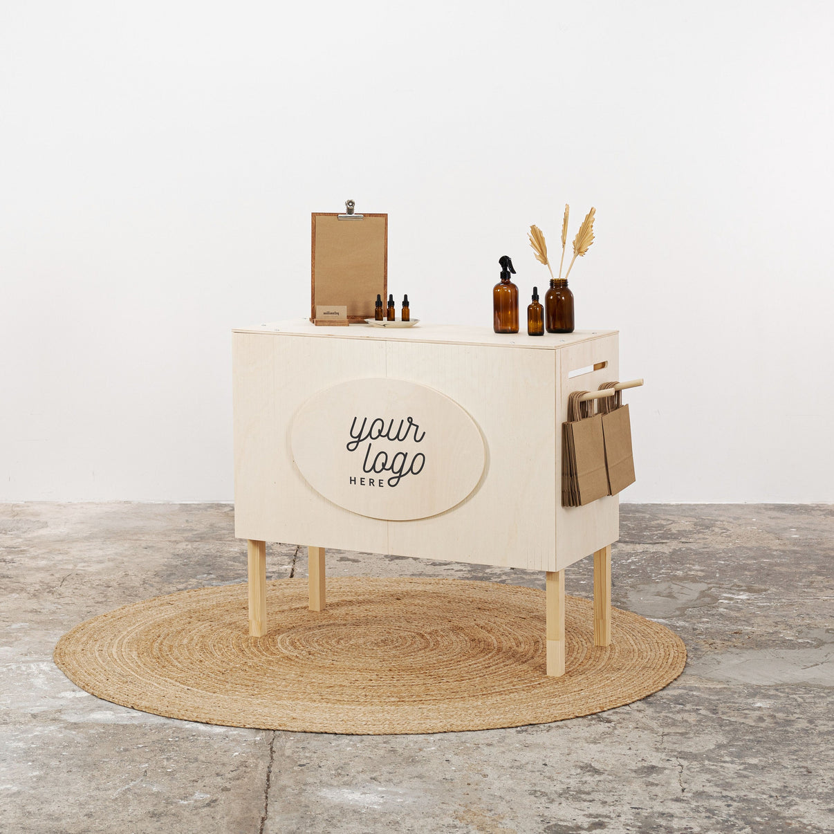 Compact Wooden Checkout Counter – Collapsible, Portable & Customizable ...