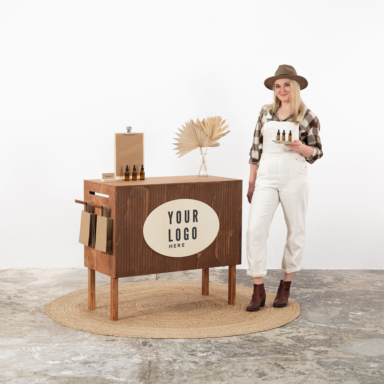 Collapsible Coffee Wooden Checkout Counter with Logo | Trade Show ...