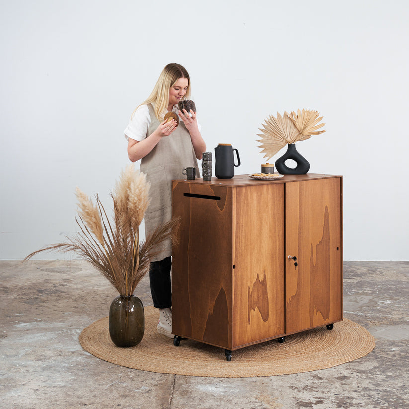 Checkout counter VC-08-W-CF Coffee, portable, collapsible display coun ...