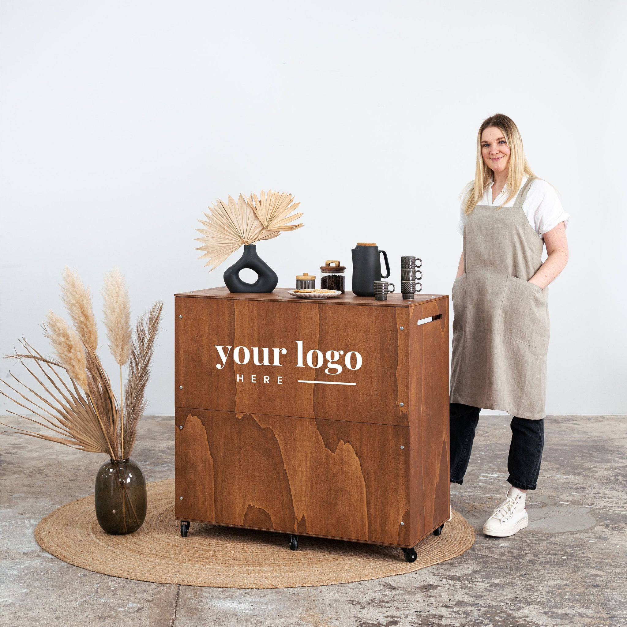 Checkout counter VC-08-W-CF Coffee, portable, collapsible display coun ...