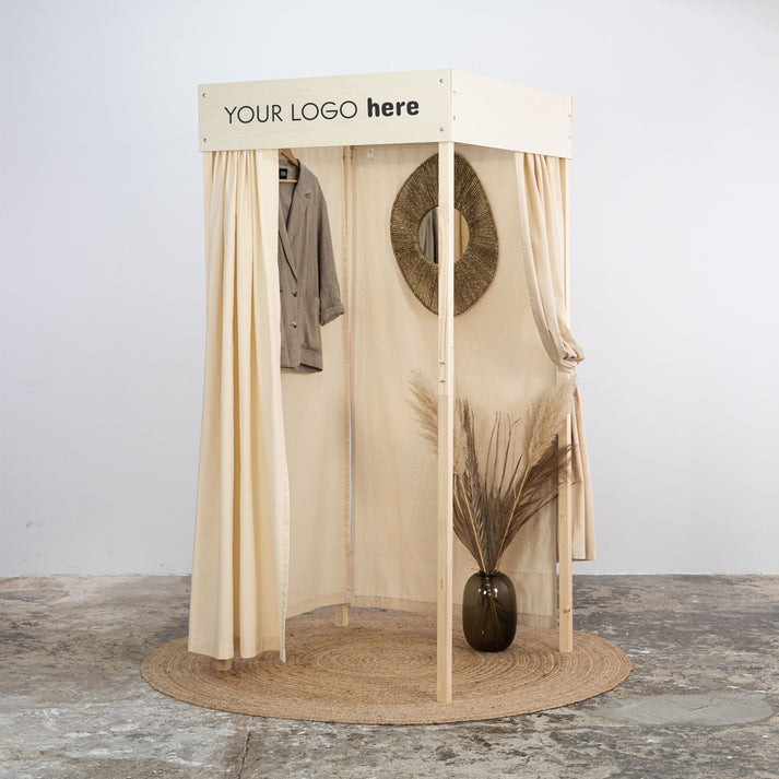 Collapsible Wooden Fitting Room in Natural Finish – Portable Changing ...