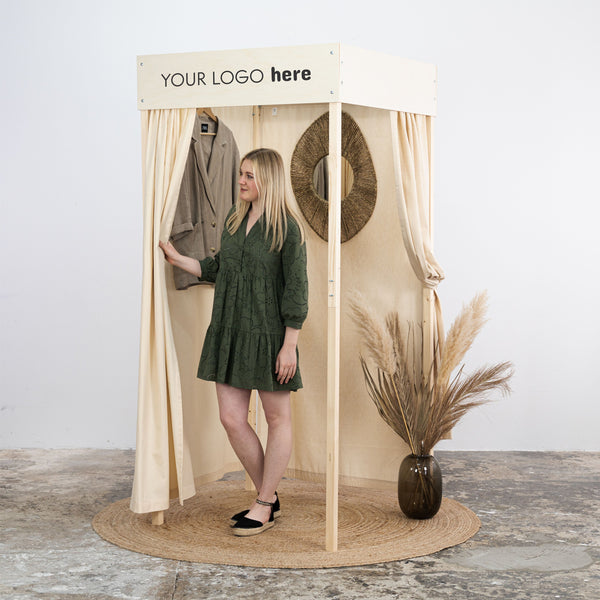 Collapsible Wooden Fitting Room in Natural Finish – Portable Changing ...