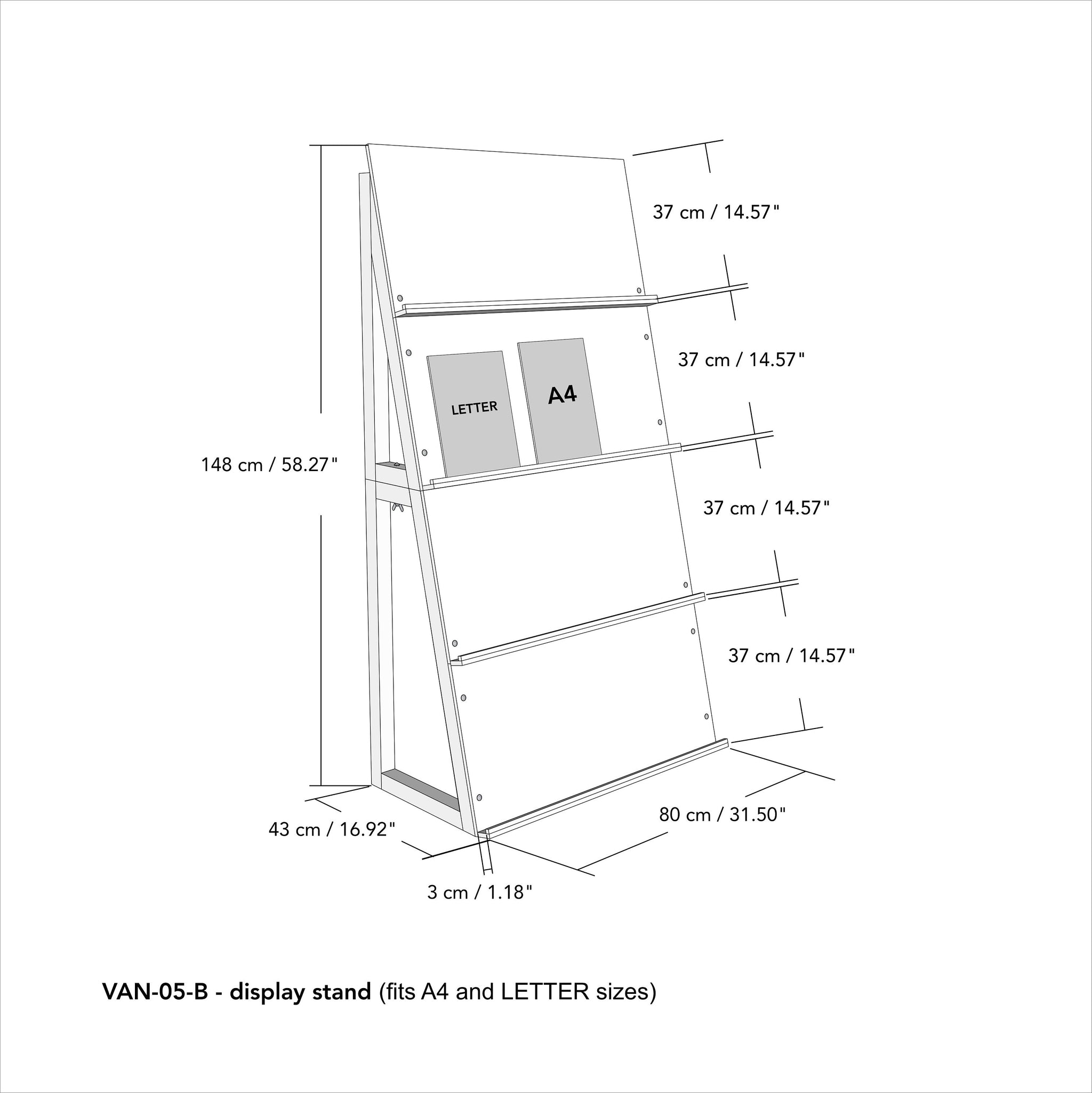 Large wooden display stand for notebooks, books, planners, cards ...