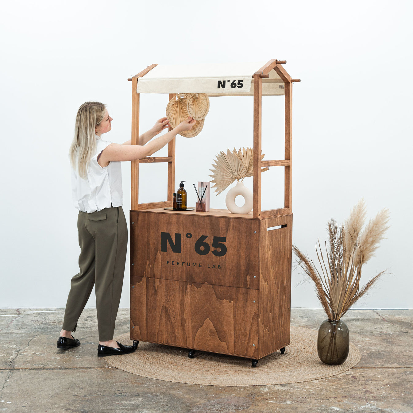 Coffee-Stained Display Cart – Portable Vendor Booth with Branding ...